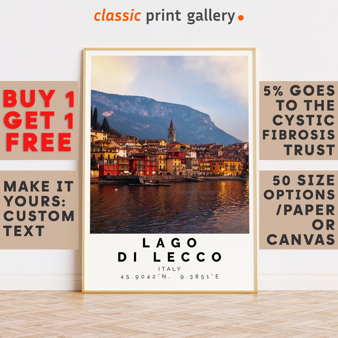 Lago Di Lecco Print,lago Di Lecco Wall Art,lago Di Lecco Colorful ...