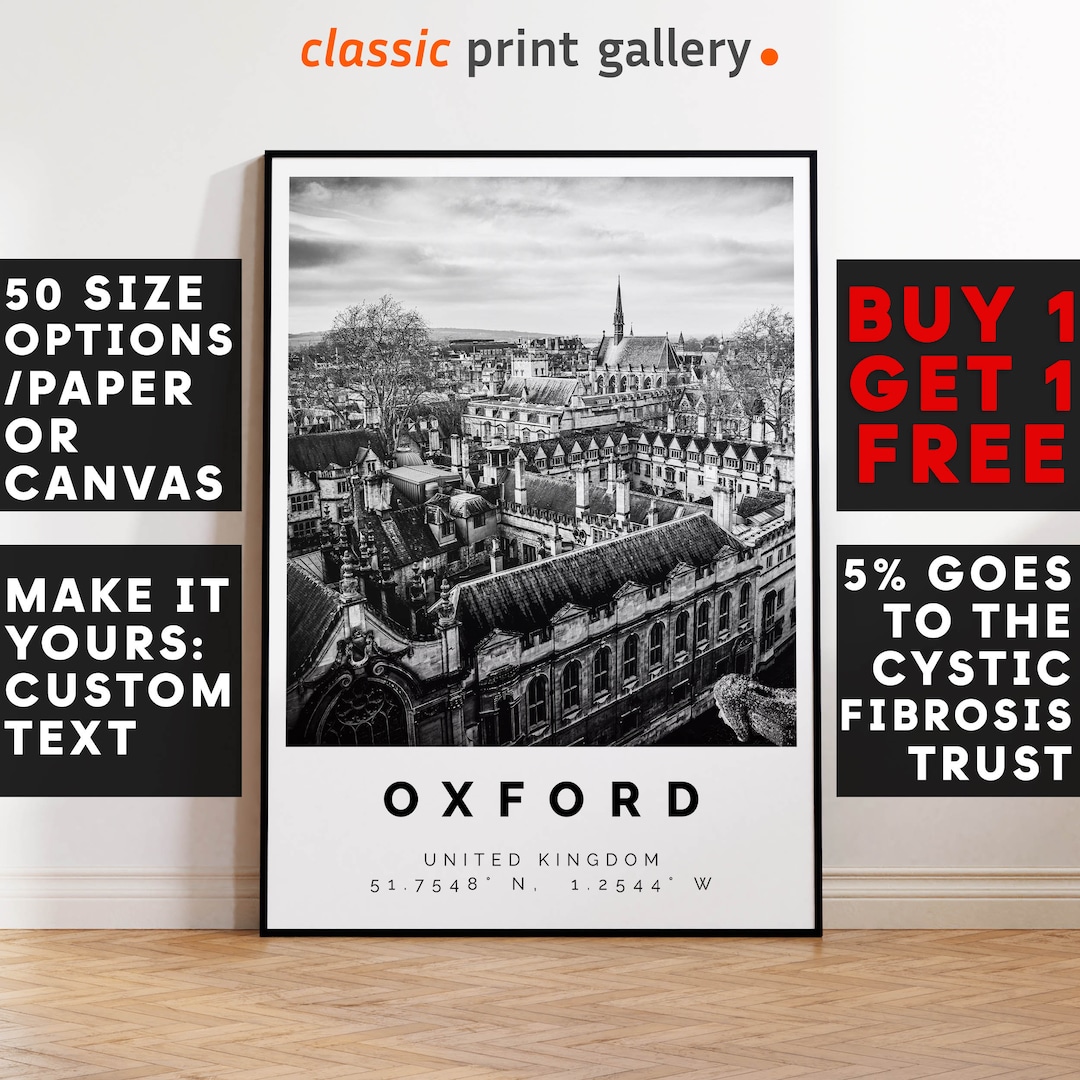 Oxford Poster Black and White Print, Oxford Wall Art, Oxford Travel ...