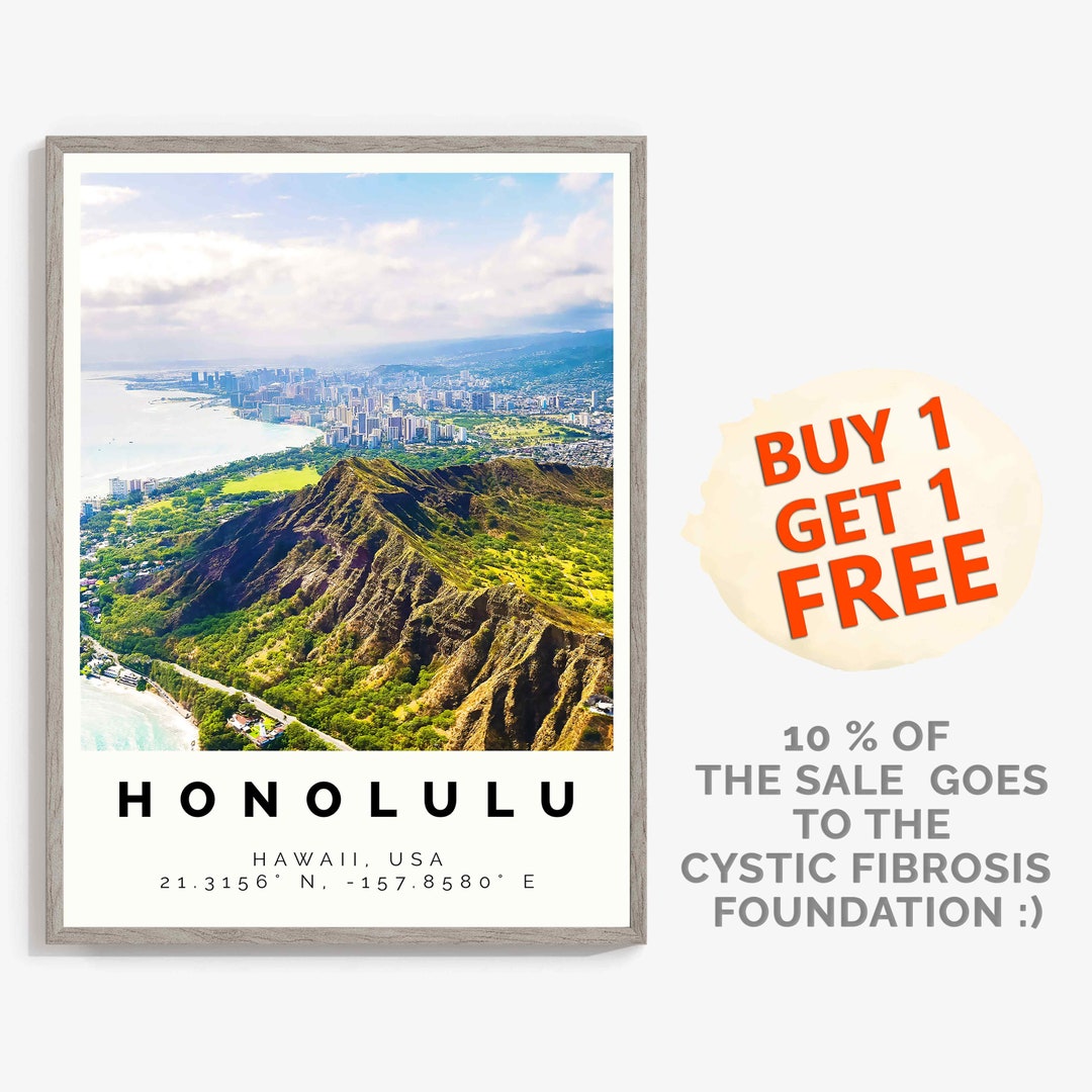 Honolulu Poster Colorful Print Honolulu Wall Art Honolulu - Etsy