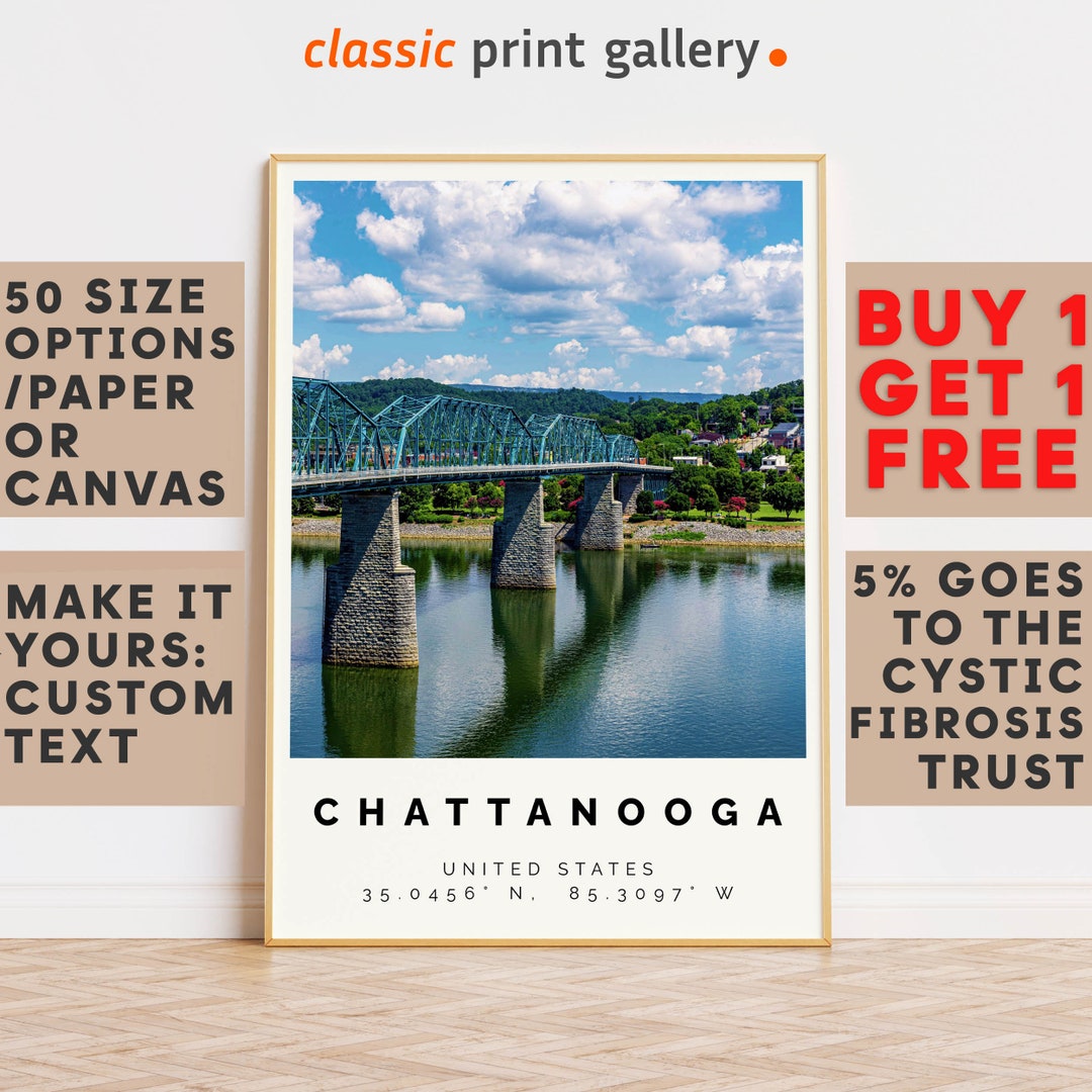 Chattanooga Poster Colorful Print, Chattanooga Wall Art, Chattanooga ...
