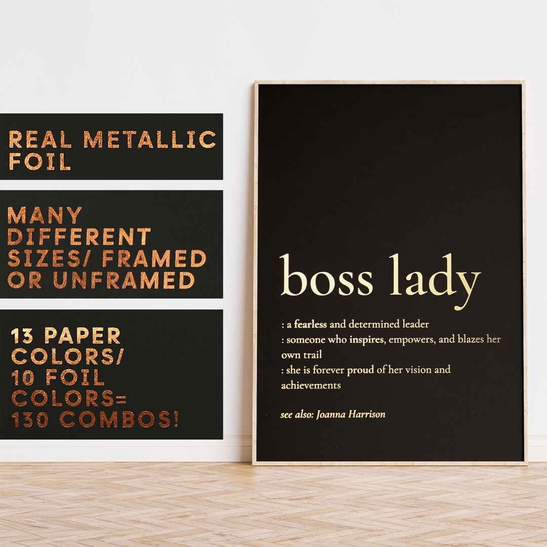 Boss Lady Definition Gold Foil Print Poster Wall Art | birthday Gift ...