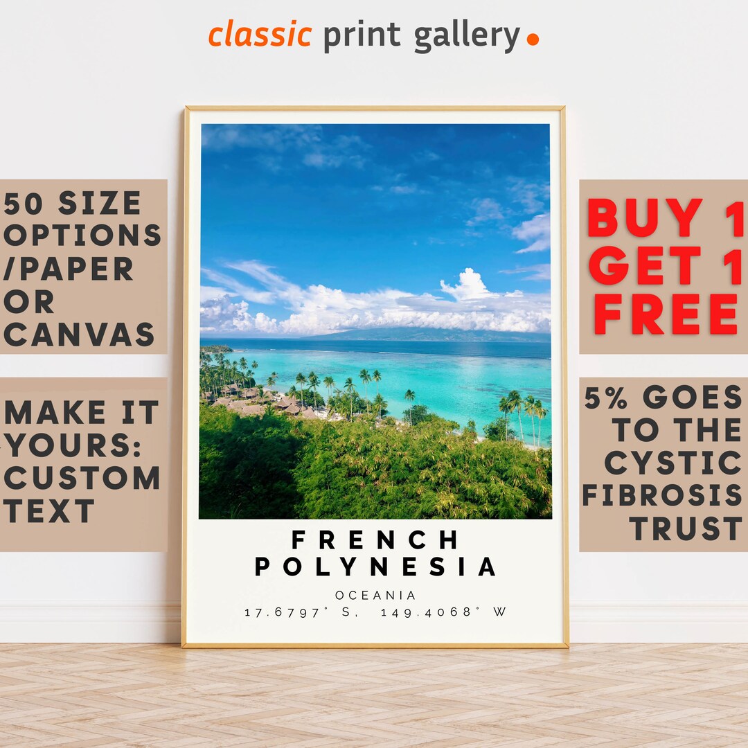 French Polynesia Poster Colorful Print, French Polynesia Wall Art ...