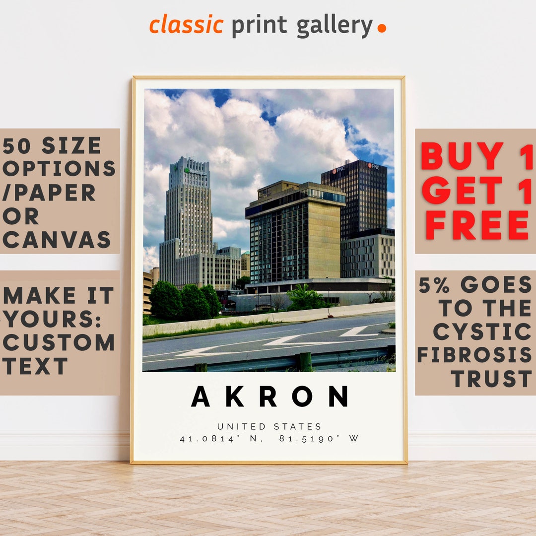 Akron Poster Colorful Print, Akron Wall Art, Akron Photo Decor, Akron ...