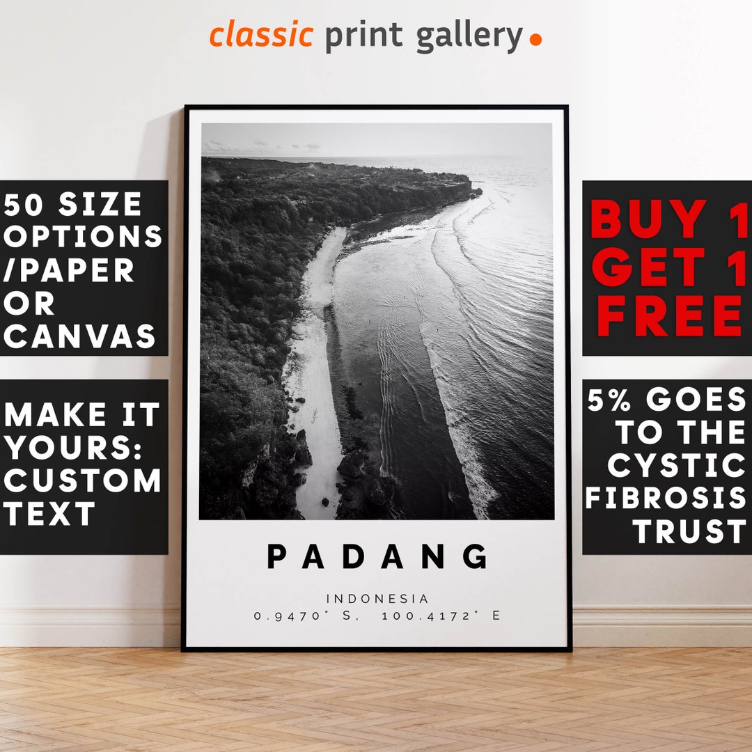 Padang Poster Black and White Print, Padang Wall Art, Padang , Padang ...