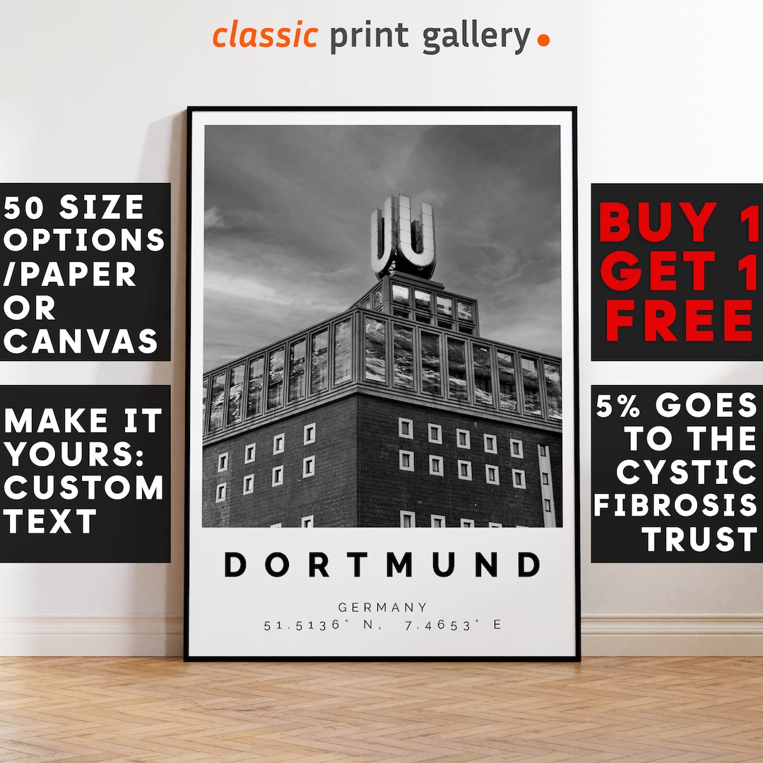 Dortmund Poster Black and White Print, Dortmund Wall Art, Dortmund ...