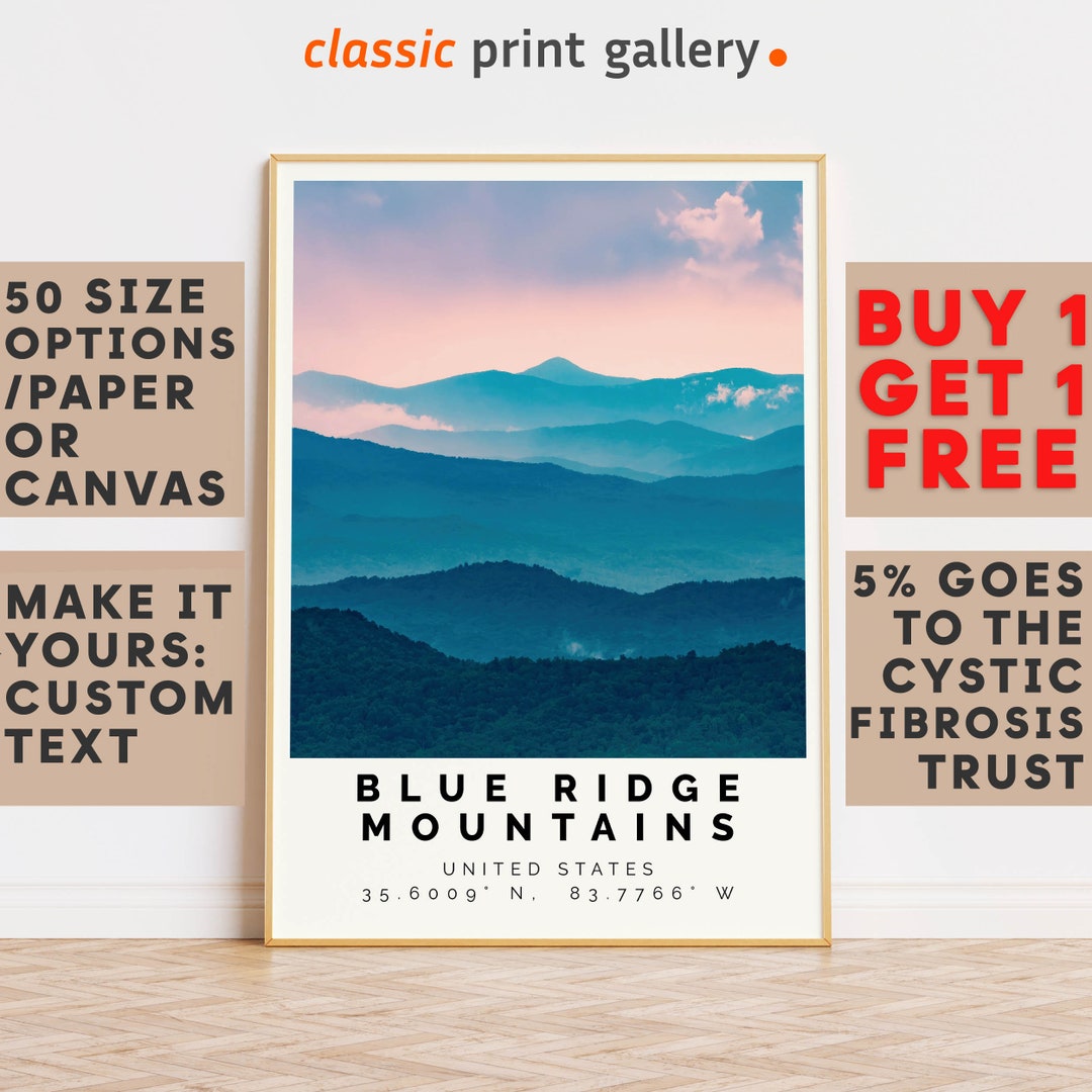 Blue Ridge Mountains Poster Colorful Print, Blue Ridge Mountains Wall ...