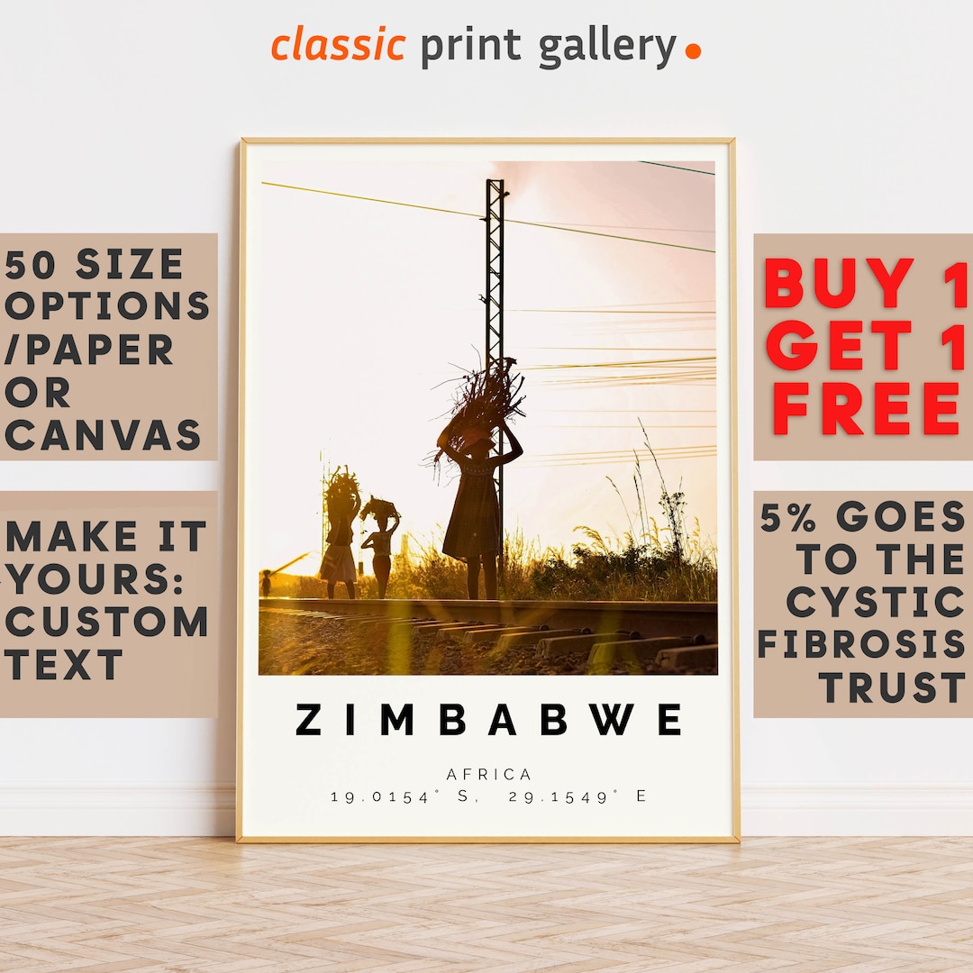 Zimbabwe Poster Colorful Print, Zimbabwe Wall Art, Zimbabwe Photo Decor ...
