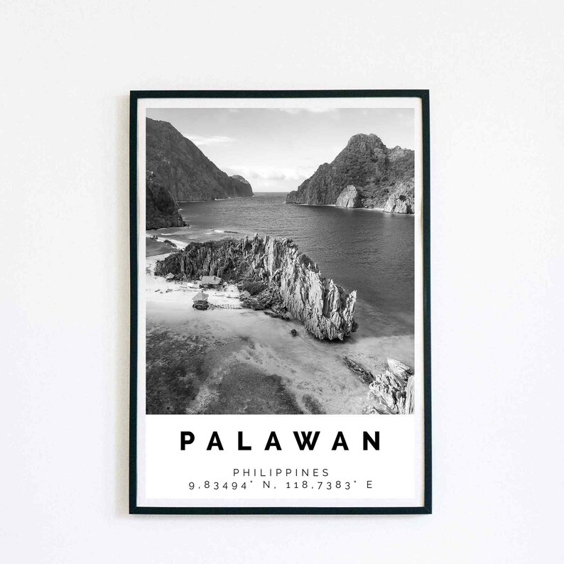 Palawan Poster Black and White Print Palawan Wall Art - Etsy