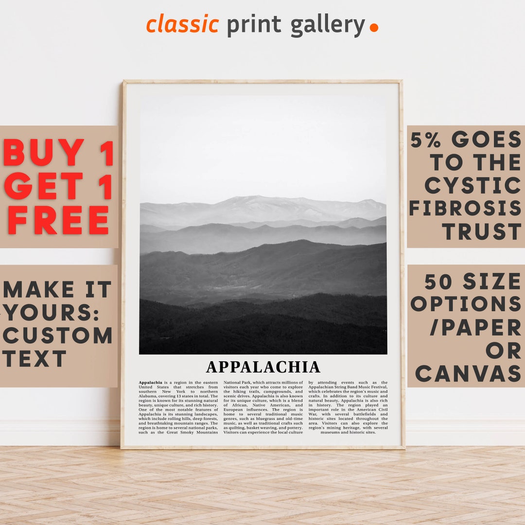 Appalachia Print, Appalachia Wall Art, Appalachia Black and White ...