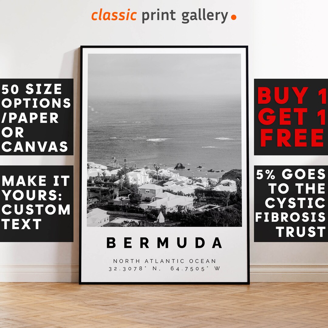 Bermuda Poster, Bermuda Print, Coordinates Poster, Travel Gift ...