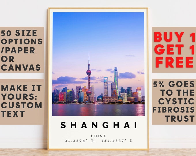 Shanghai Poster Colorful Print, Shanghai Wall Art, Shanghai Photo Decor ...