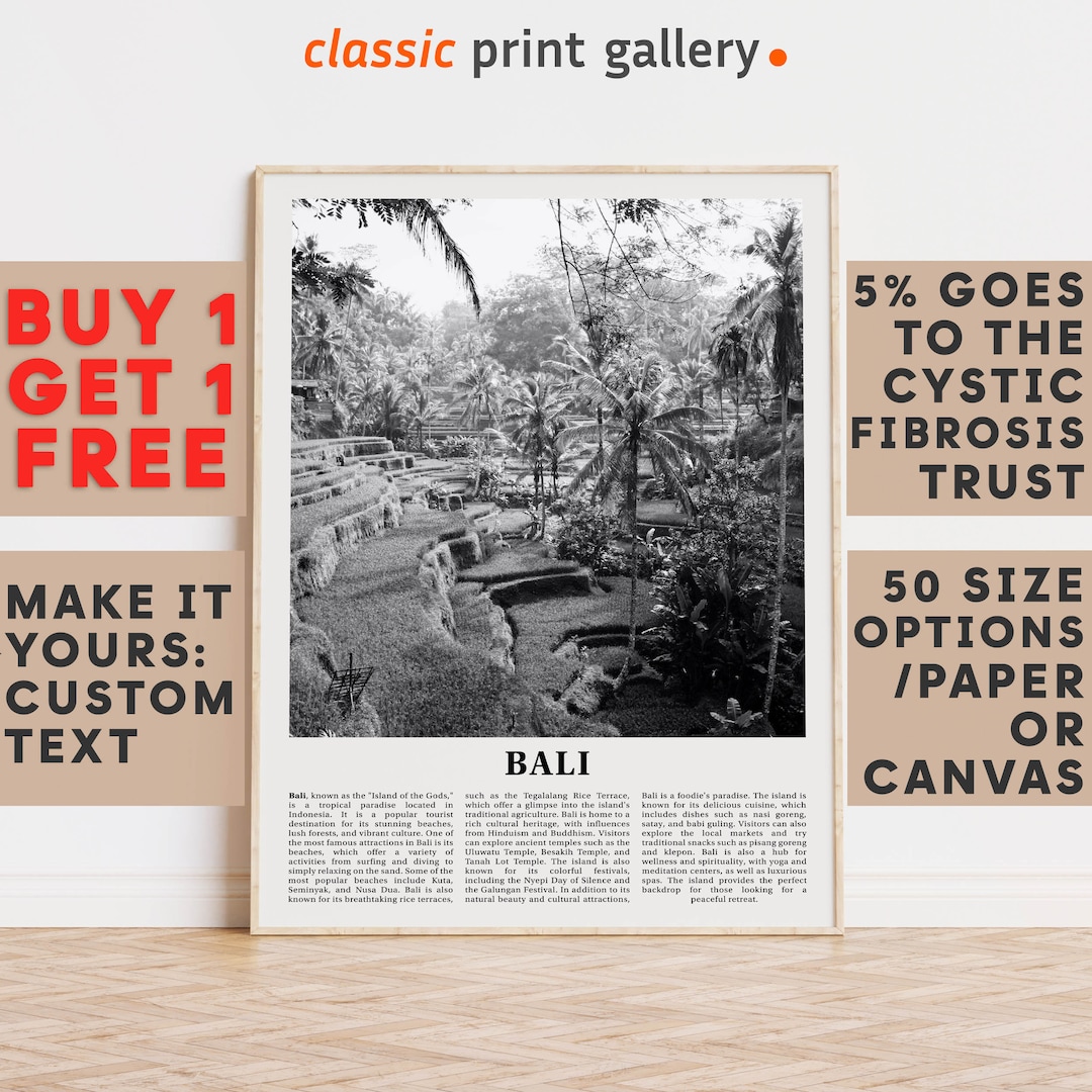 Bali Print, Bali Wall Art, Bali Black and White Poster, Personalized ...