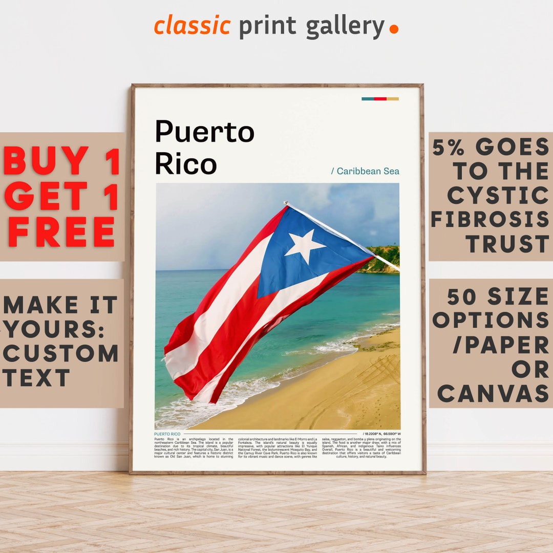 Puerto Rico Print, Puerto Rico Wall Art, Puerto Rico Color Poster With ...