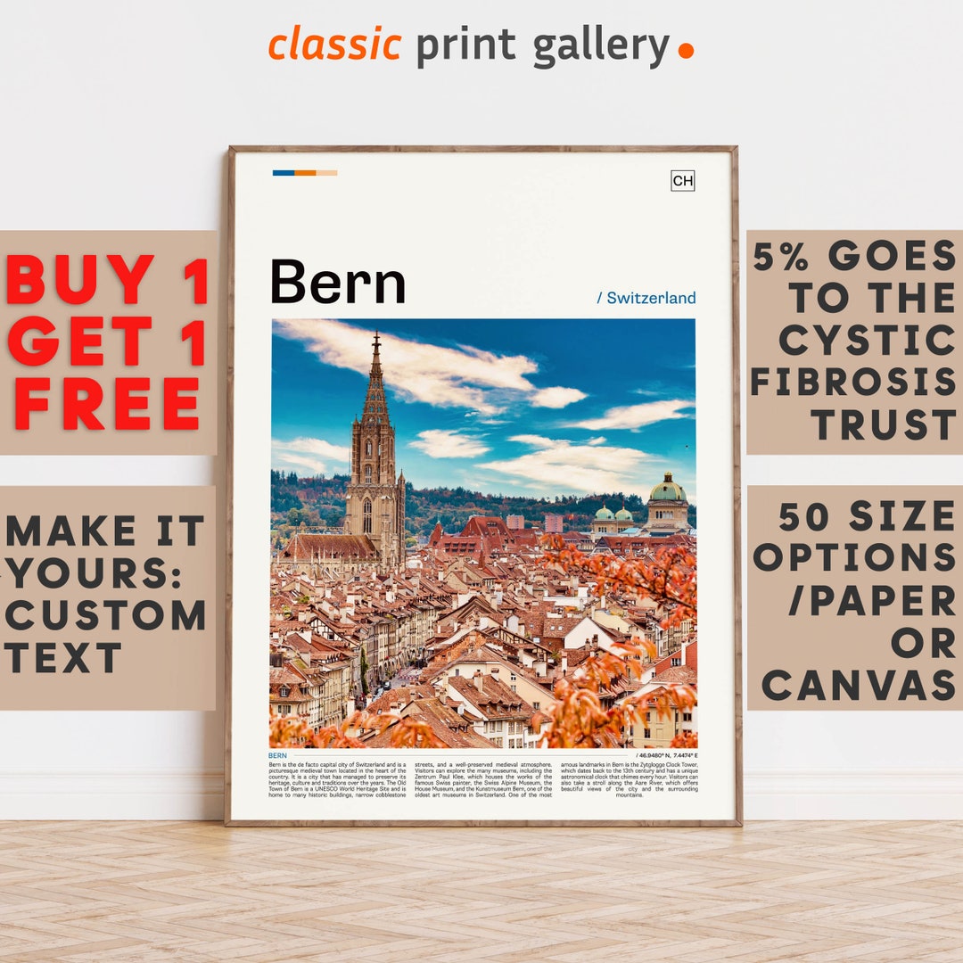 Bern Print, Bern Wall Art, Bern Color Poster With Text, Personalized ...