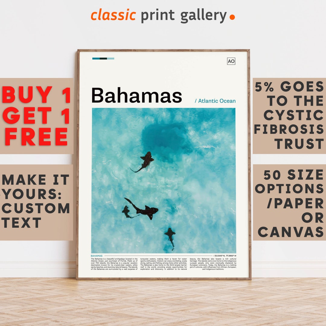 Bahamas Print, Bahamas Wall Art, Bahamas Color Poster With Text ...