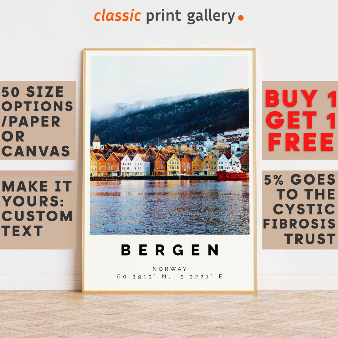 Bergen Poster Colorful Print, Bergen Wall Art, Bergen Photo Decor ...