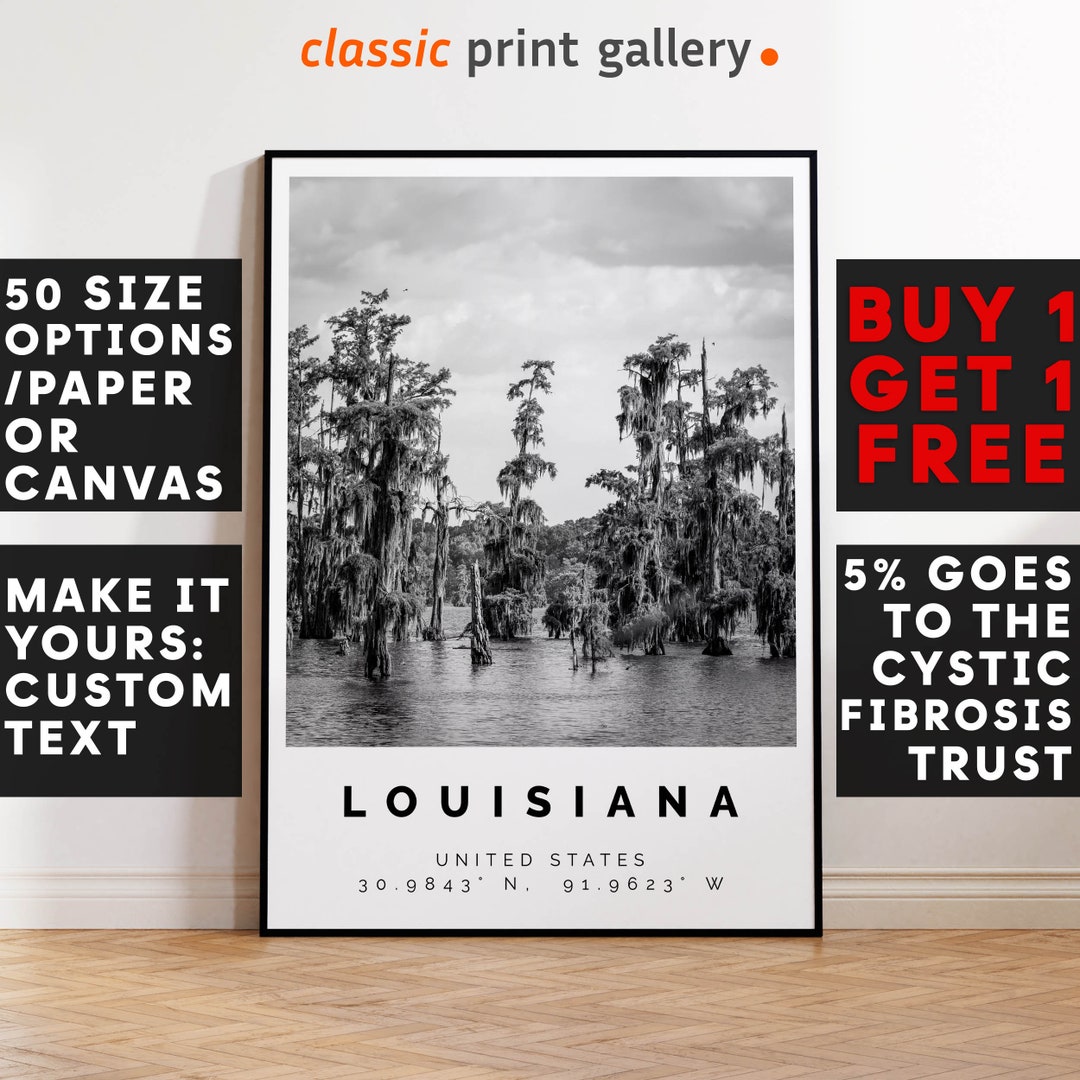 Louisiana Poster Black and White Print, Louisiana Wall Art, Louisiana ...