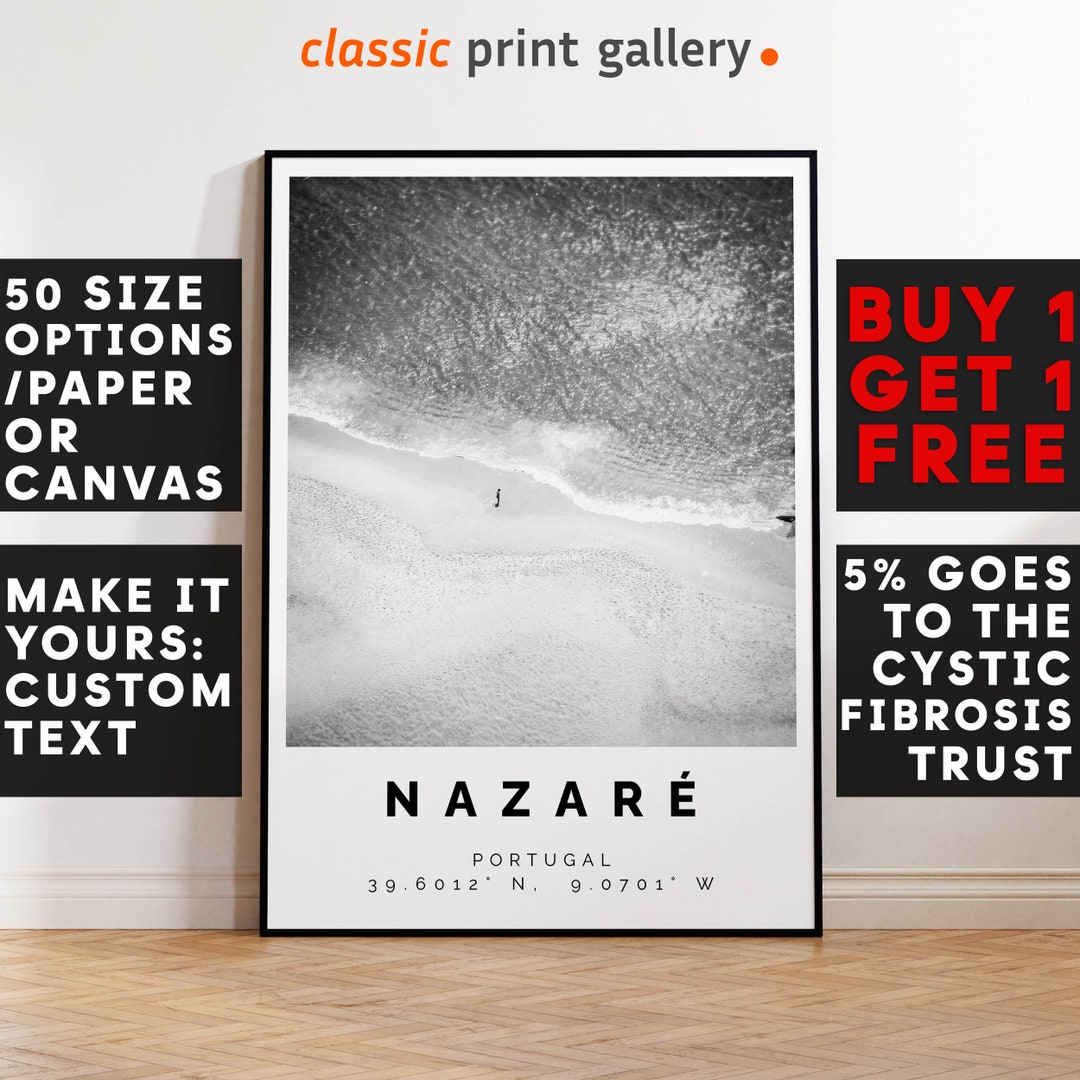 Nazare Poster Black and White Print, Nazare Wall Art, Nazare Photo ...