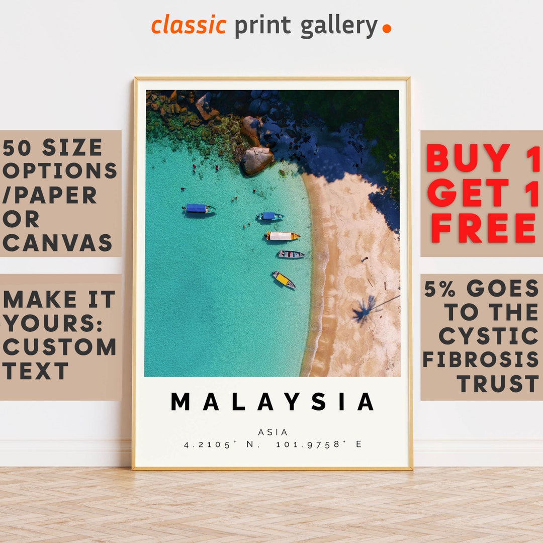 Malaysia Poster Colorful Print, Malaysia Wall Art, Malaysia Photo Decor ...