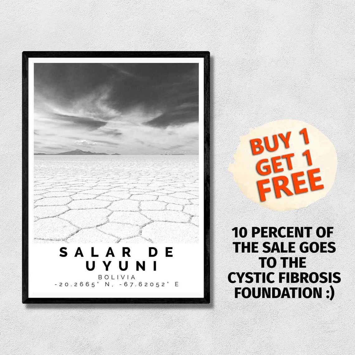 Salar De Uyuni Poster Black and White Print Salar De Uyuni - Etsy