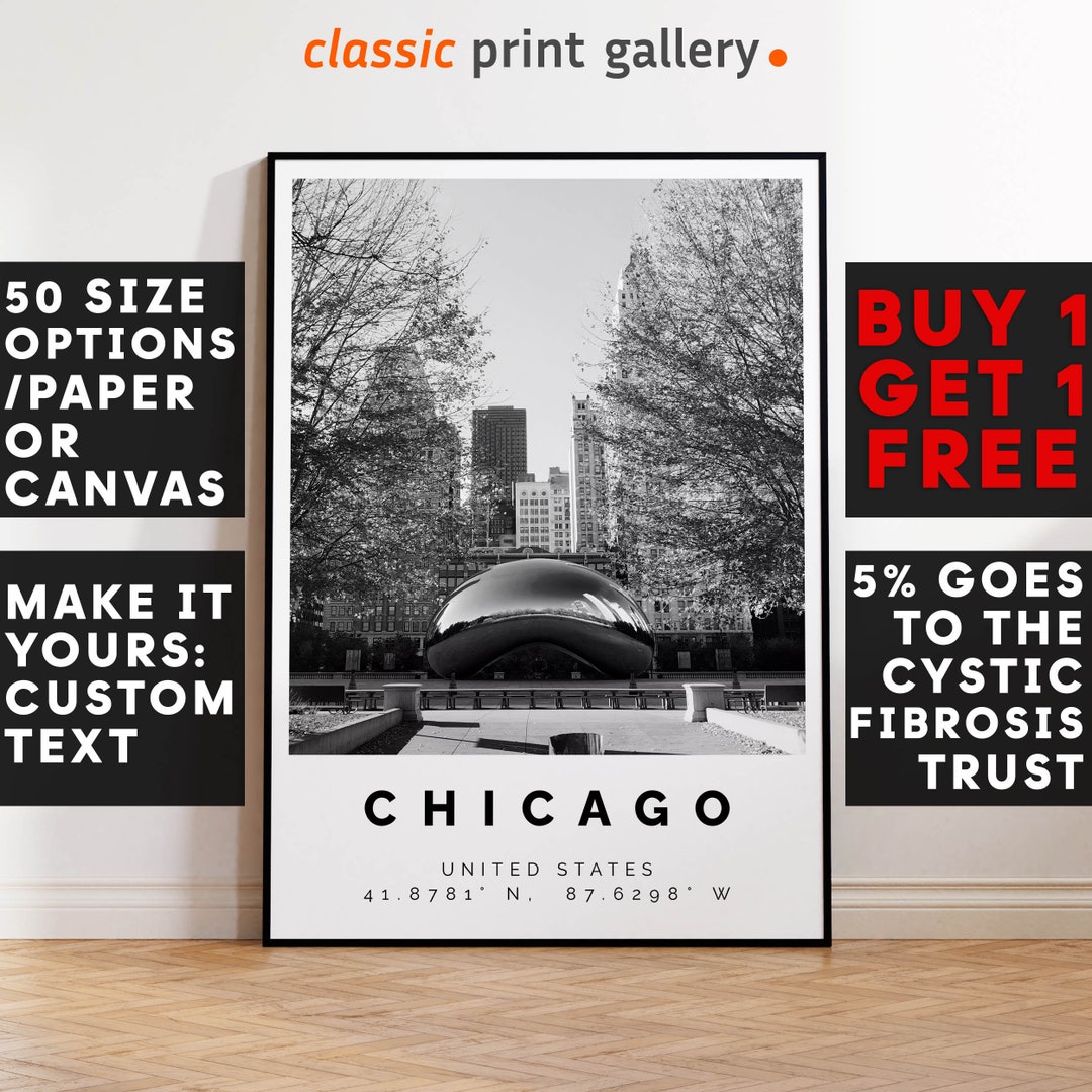 Chicago Print Black and White Photo, Chicago Wall Art, Chicago Travel ...