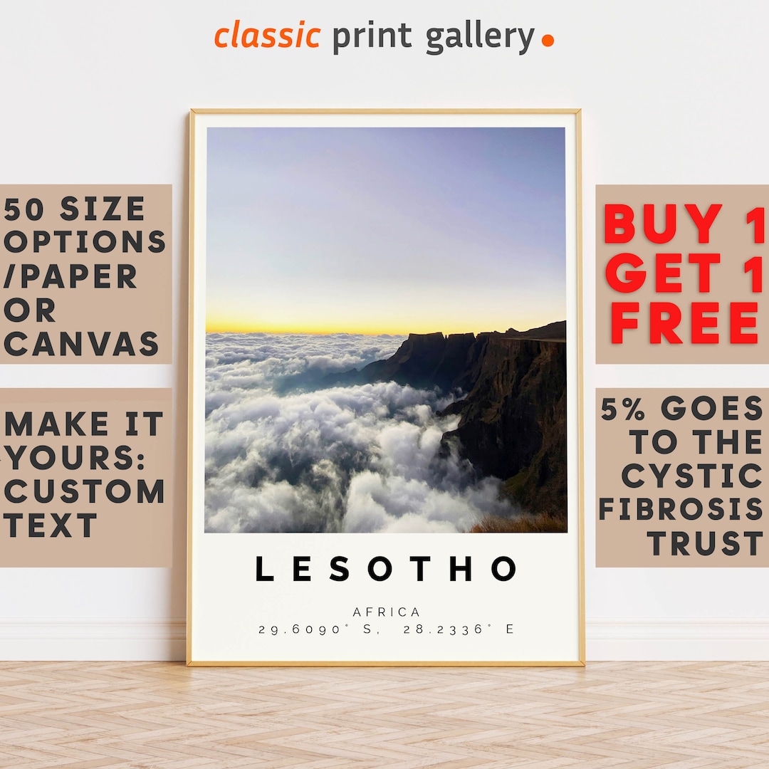 Lesotho Poster Colorful Print, Lesotho Wall Art, Lesotho Photo Decor ...