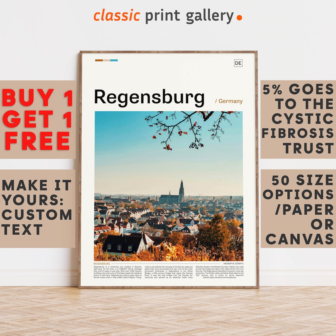 Regensburg Print, Regensburg Wall Art, Regensburg Color Poster With ...