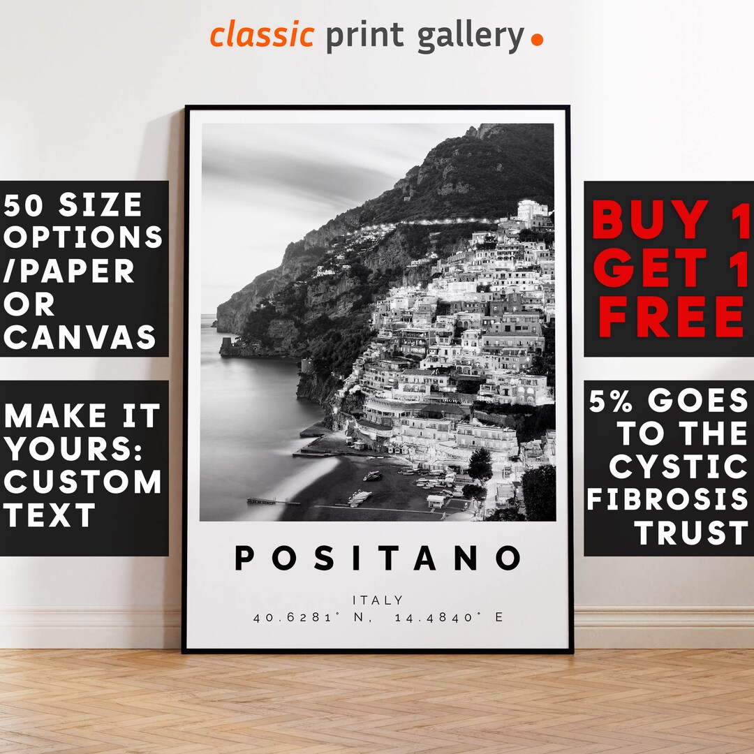 Positano Poster Black and White Print, Positano Wall Art, Positano ...