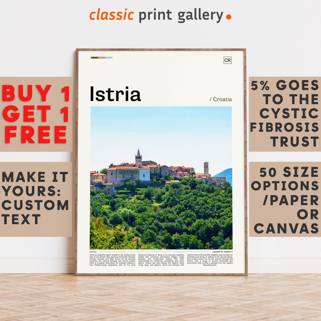 Istria Print, Istria Wall Art, Istria Color Poster With Text ...