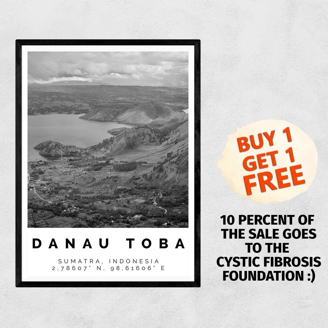Danau Toba Poster Black and White Print Danau Toba Wall Art - Etsy