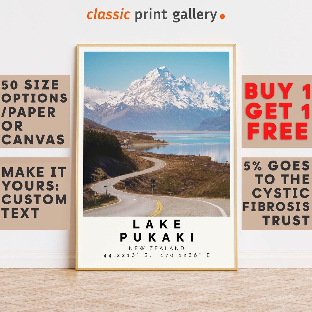 Lake Pukaki Poster Colorful Print, Lake Pukaki Wall Art, Lake Pukaki ...