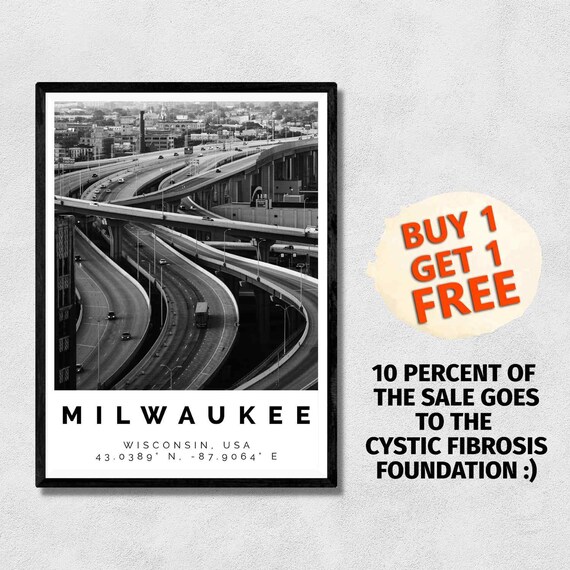 Milwaukee Postermilwaukee Printmilwaukee Black and White - Etsy