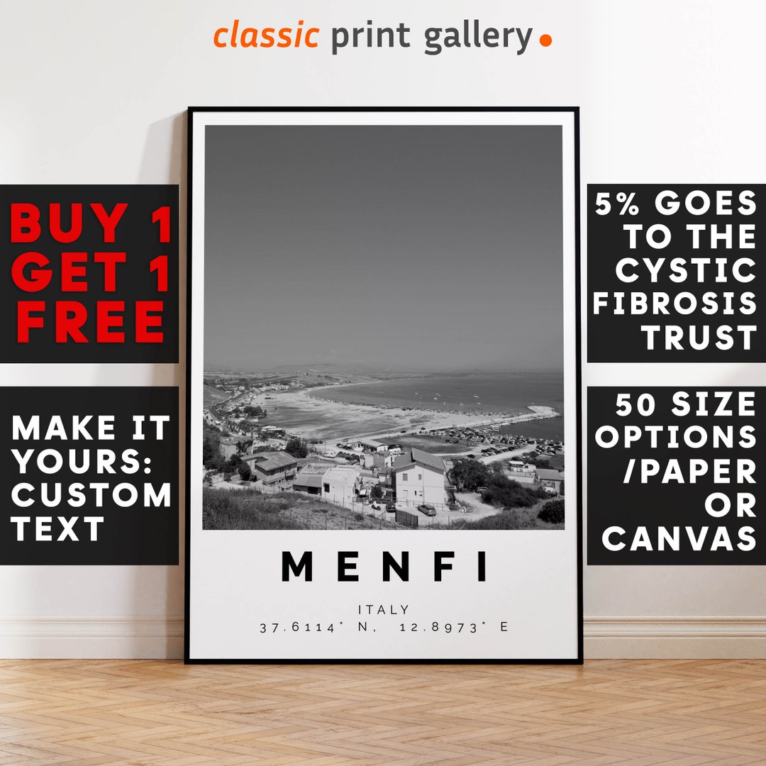 Menfi Print,menfi Wall Art,menfi Black and White Poster,personalized ...