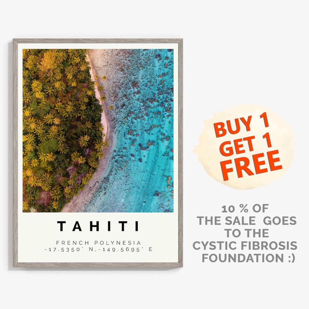 Tahiti Poster Colorful Print Tahiti Wall Art Tahiti Photo - Etsy