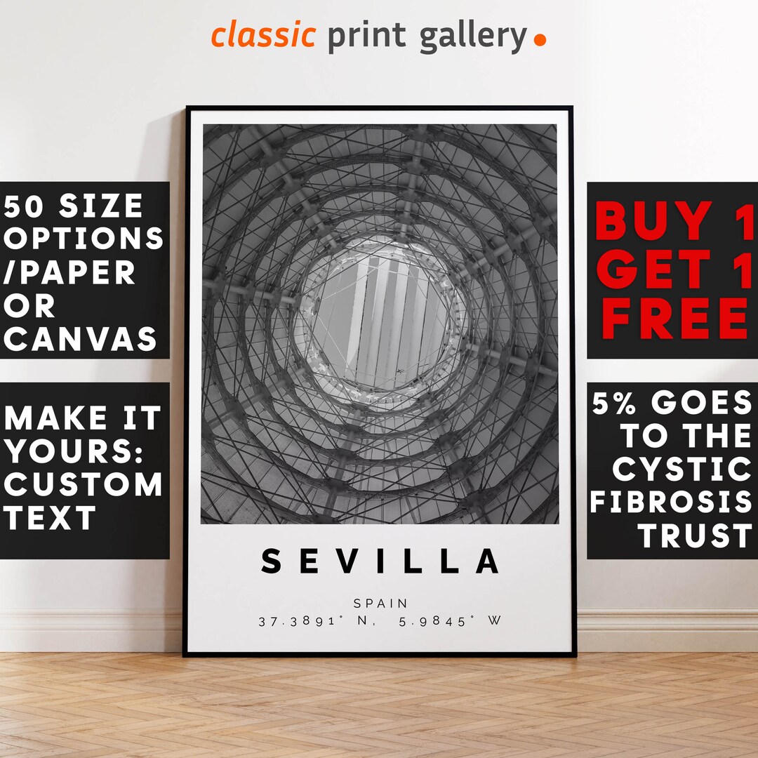 Sevilla Poster Black and White Print, Sevilla Wall Art, Sevilla Travel ...
