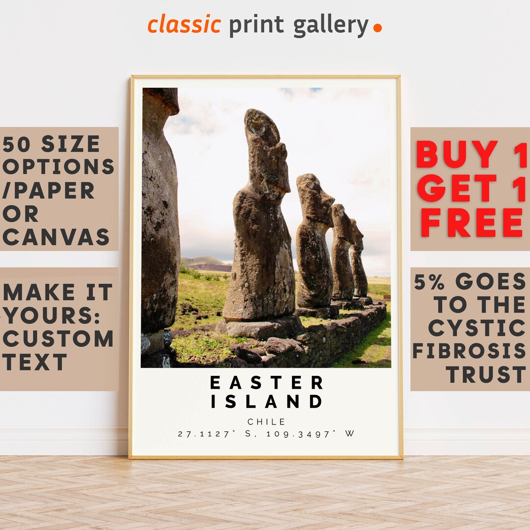 Easter Island Poster Colorful Print, Easter Island Wall Art, Easter ...