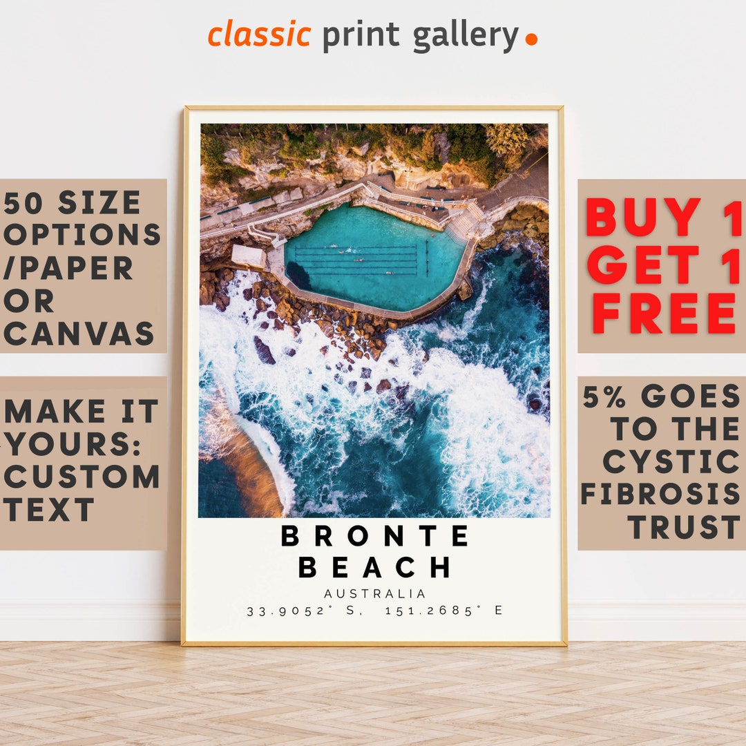 Bronte Beach Poster Colorful Print, Bronte Beach Wall Art, Bronte Beach ...