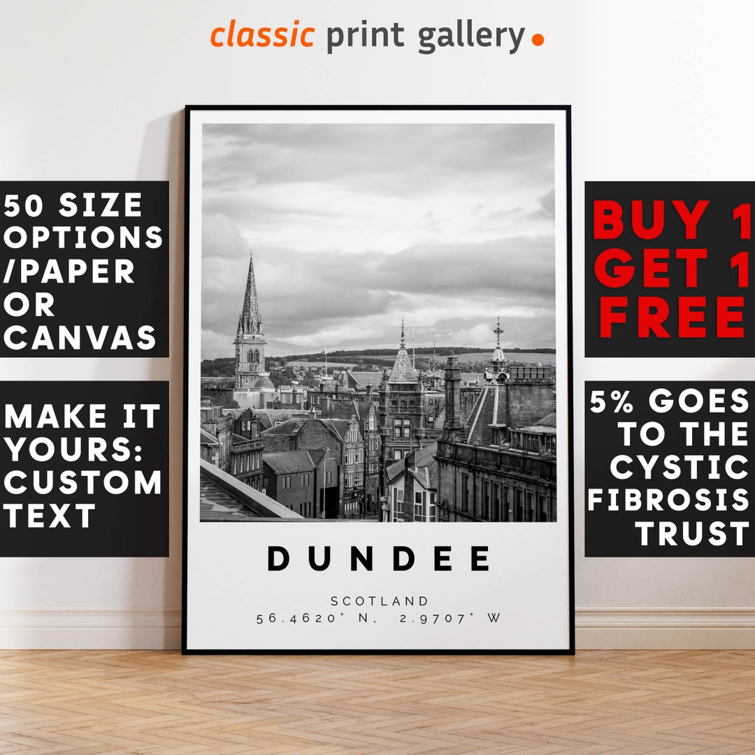 Dundee Poster Black and White Print, Dundee Wall Art, Dundee Travel ...