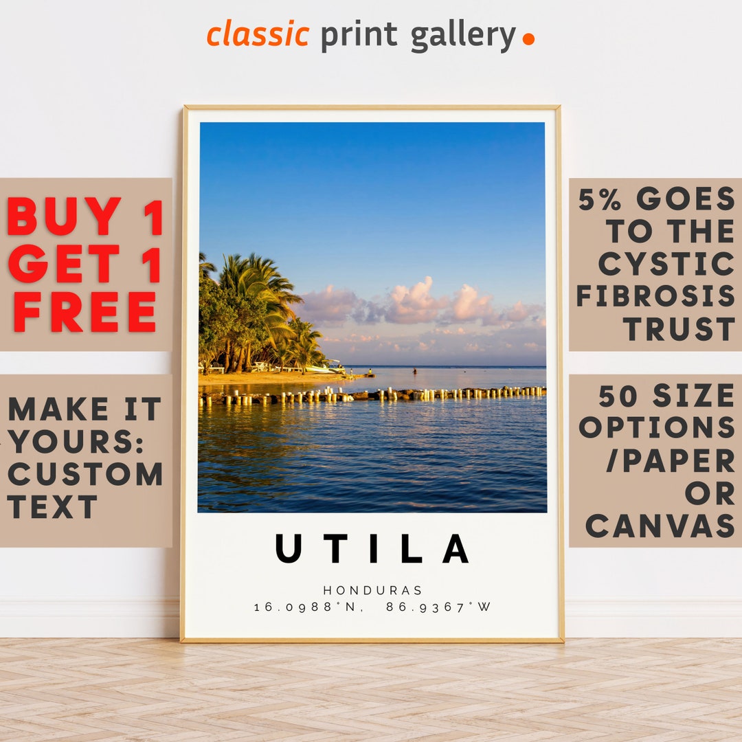 Utila Print,utila Wall Art,utila Colorful Poster,personalized Birthday ...