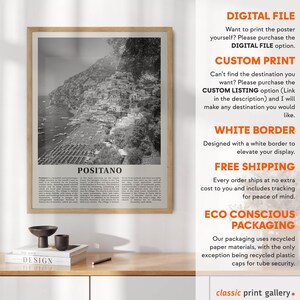 Positano Print, Positano Wall Art, Positano Black and White Poster ...