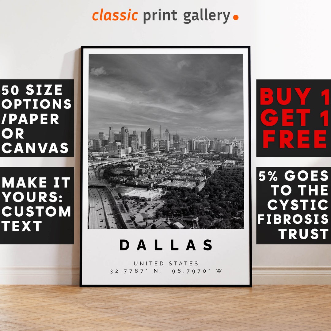 Dallas Poster, Dallas Print, Dallas Black and White Photographic Art ...