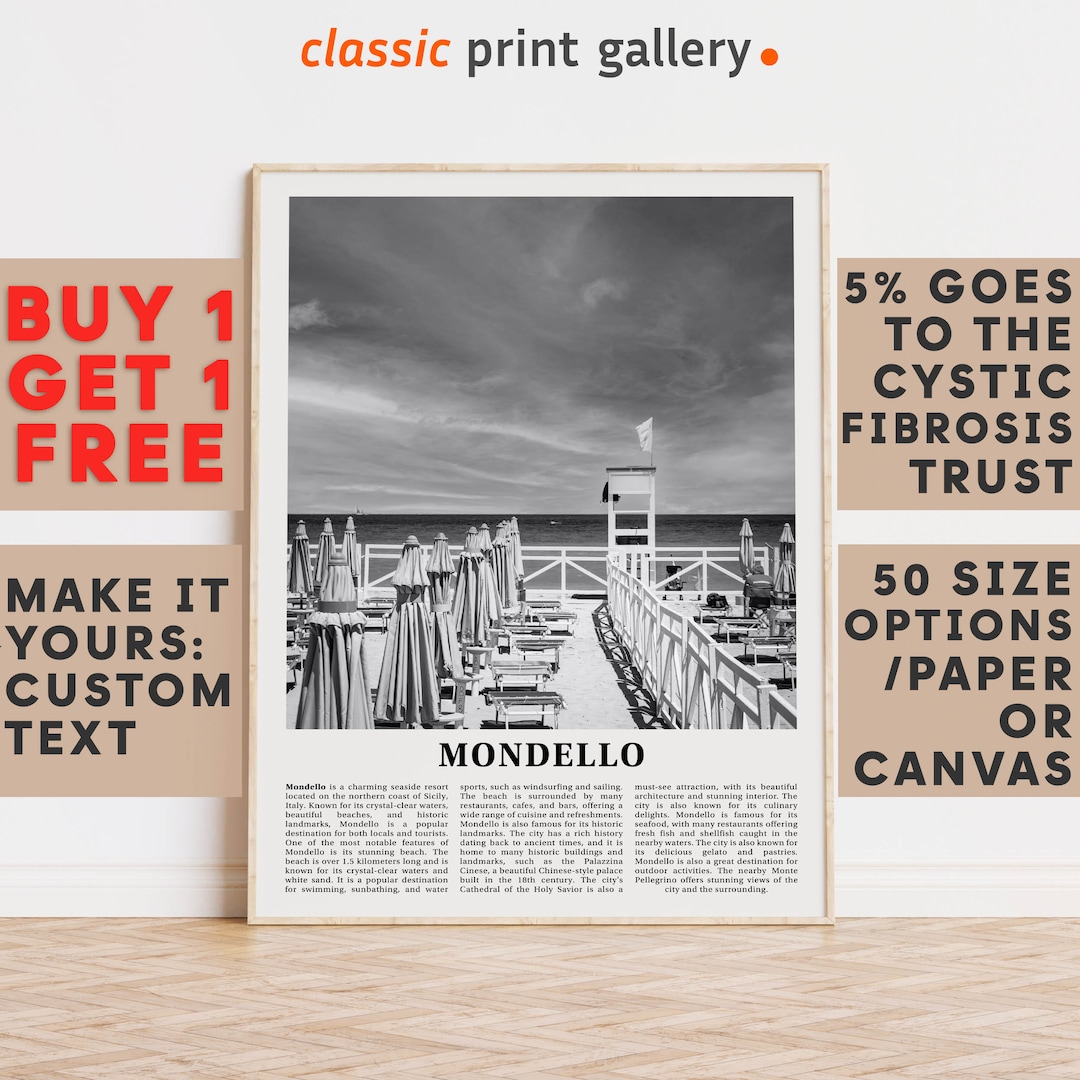 Mondello Print, Mondello Wall Art, Mondello Black and White Poster ...