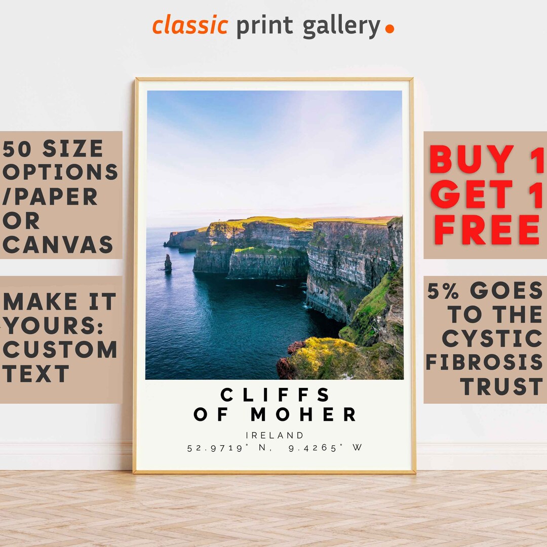 Cliffs of Moher Poster Colorful Print, Cliffs of Moher Wall Art, Cliffs ...