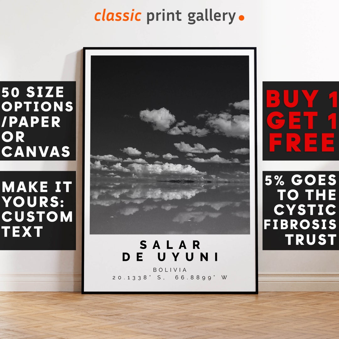 Salar De Uyuni Print Black and White Photo, Salar De Uyuni Wall Art ...