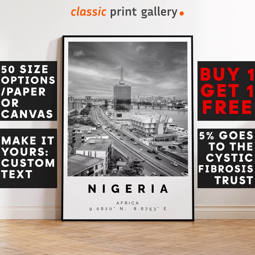 Nigeria Poster,Nigeria Print,Nigeria Black and White Photographic Art ...
