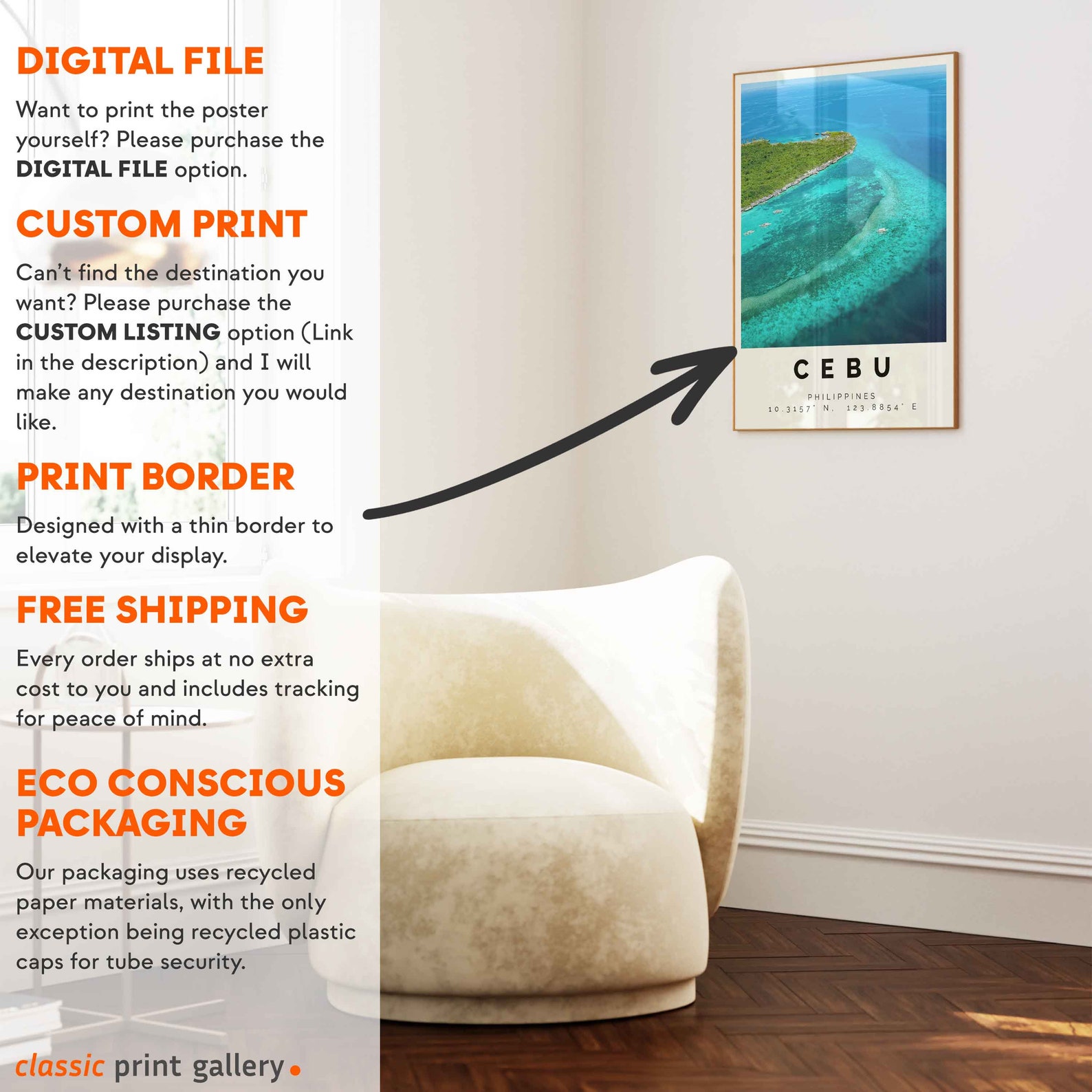 Cebu Poster Colorful Print, Cebu Wall Art, Cebu Photo Decor, Cebu Gift ...