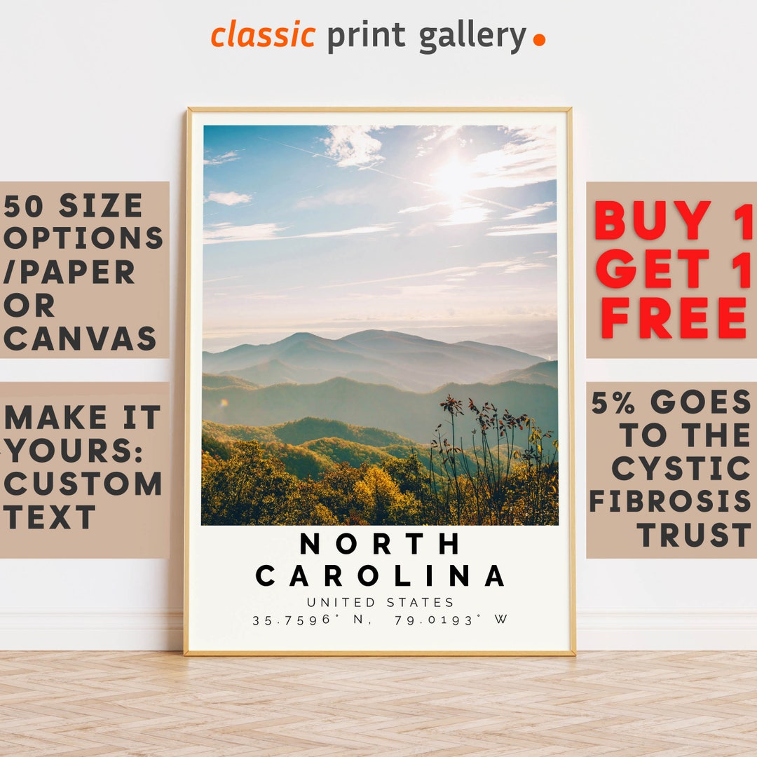 North Carolina Poster Colorful Print, North Carolina Wall Art, North ...
