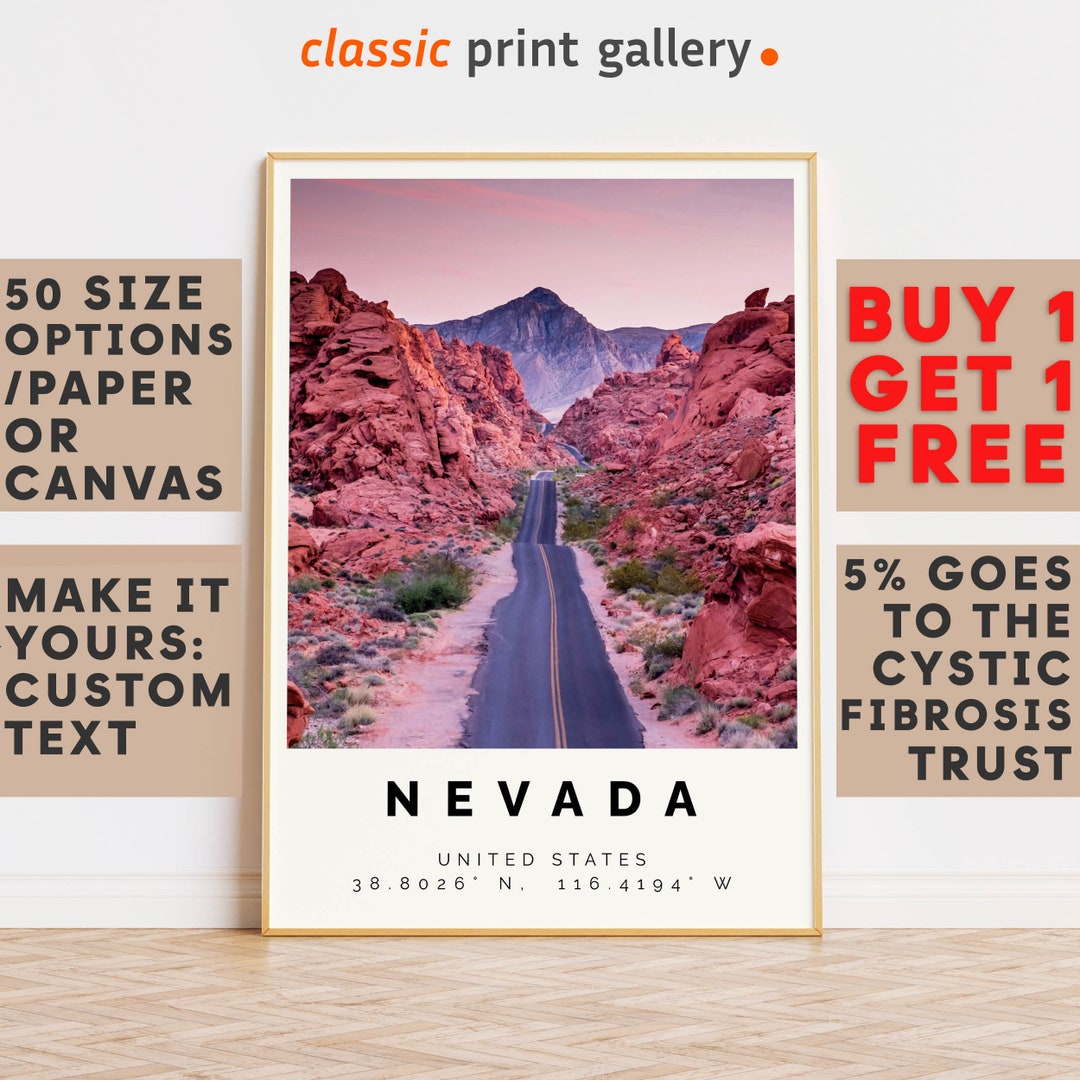 Nevada Poster Colorful Print, Nevada Wall Art, Nevada Photo Decor ...