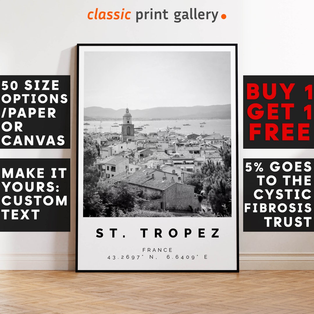 St-Tropez Poster Black and White Print St-Tropez Wall Art - Etsy France