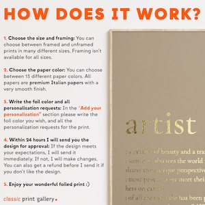 Artist Definition Gold Foil Print Poster Wall Art | birthday Gift for ...